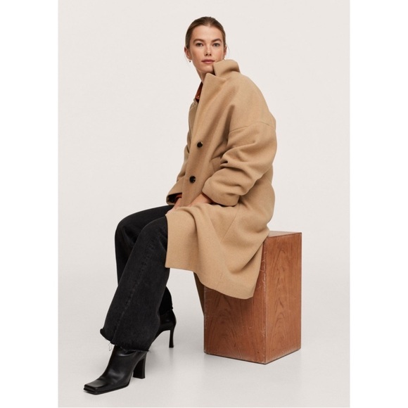 Mango | Jackets & Coats | Mng Mango Camel Tan Oversized Wool Blend Coat ...